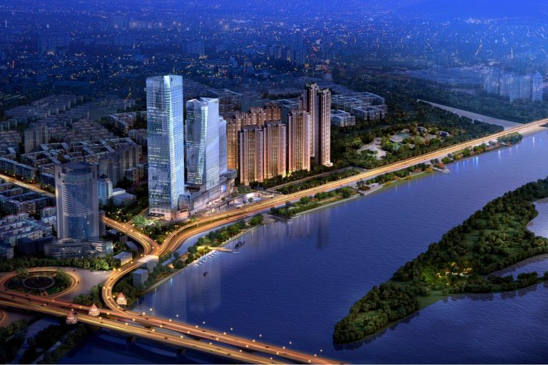 The Ritz-Carlton, Harbin Hotel – Harbin, China – Night Aerial View – TRAVOH